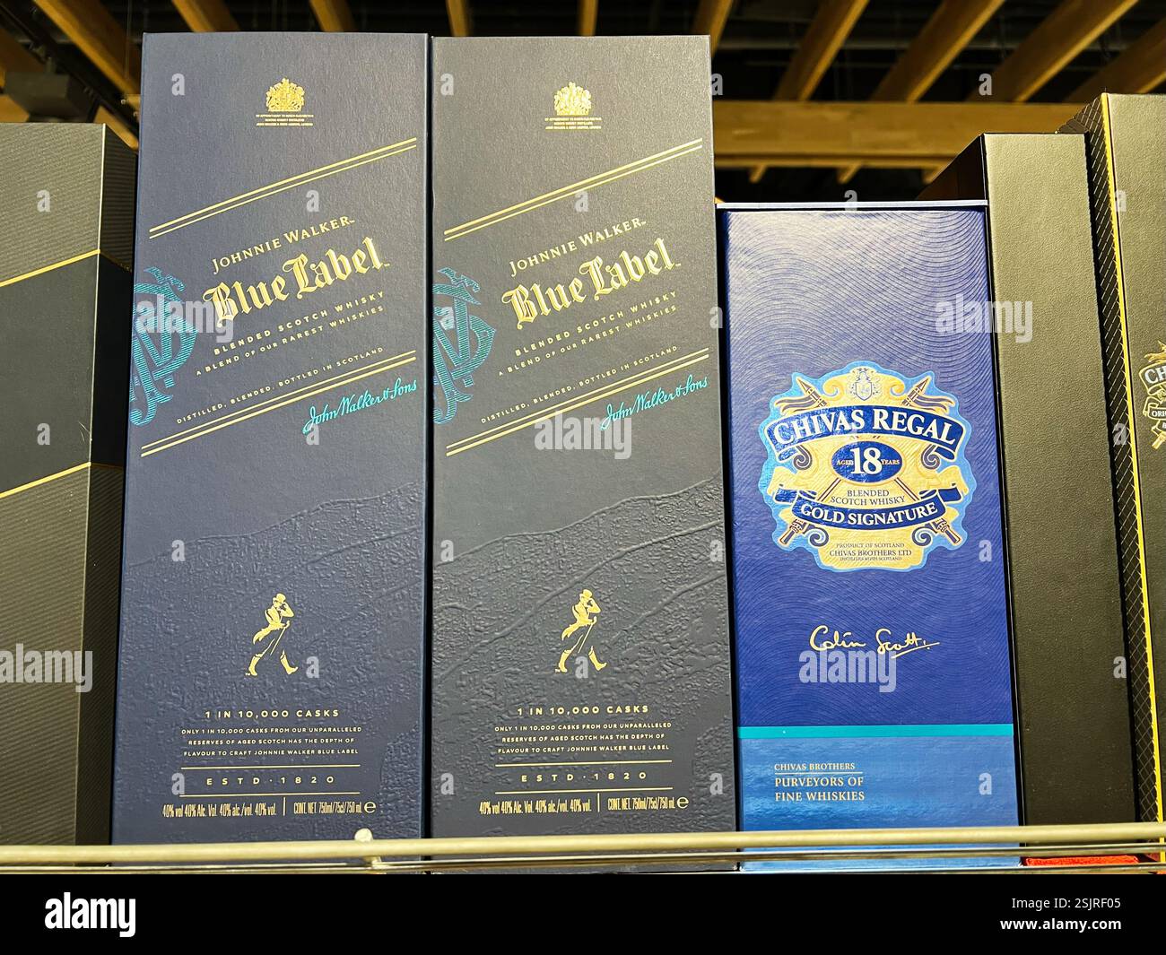 Kyiv, Ukraine - February 11, 2025: Blue Label and Chivas Regal whisky ...