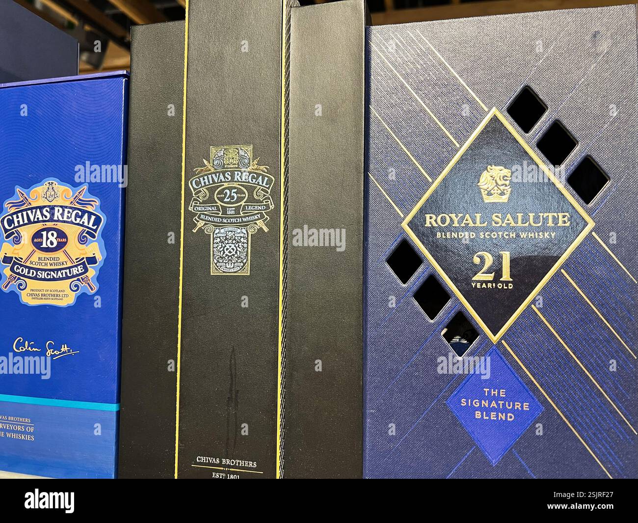 Kyiv, Ukraine - February 11, 2025: Collection of blended Scotch whiskey ...