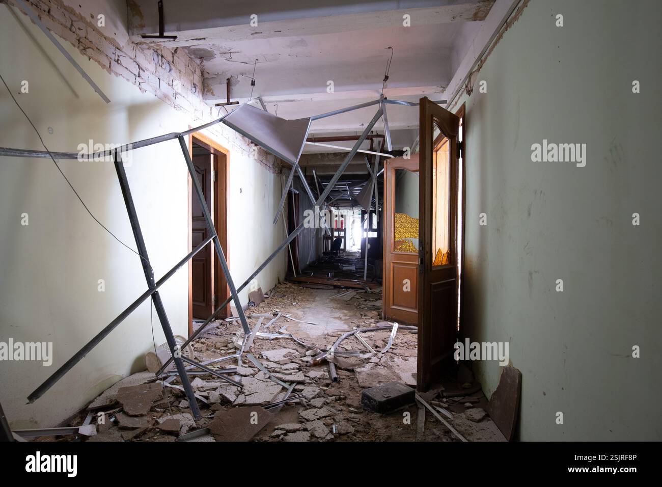 Inside destroyed office building. Consequences of attack concept Stock ...
