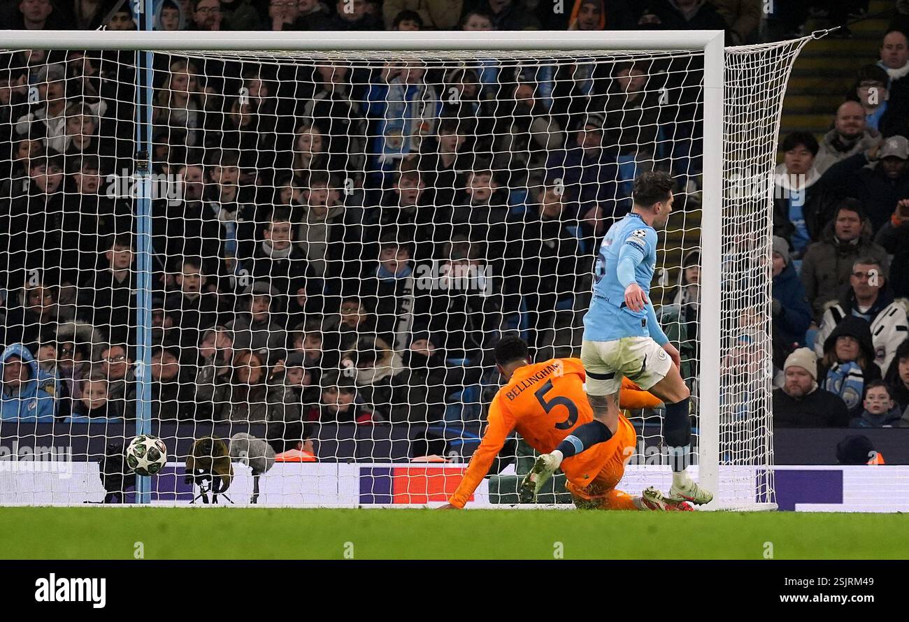 Real Madrid's Jude Bellingham scores their side's third goal of the ...