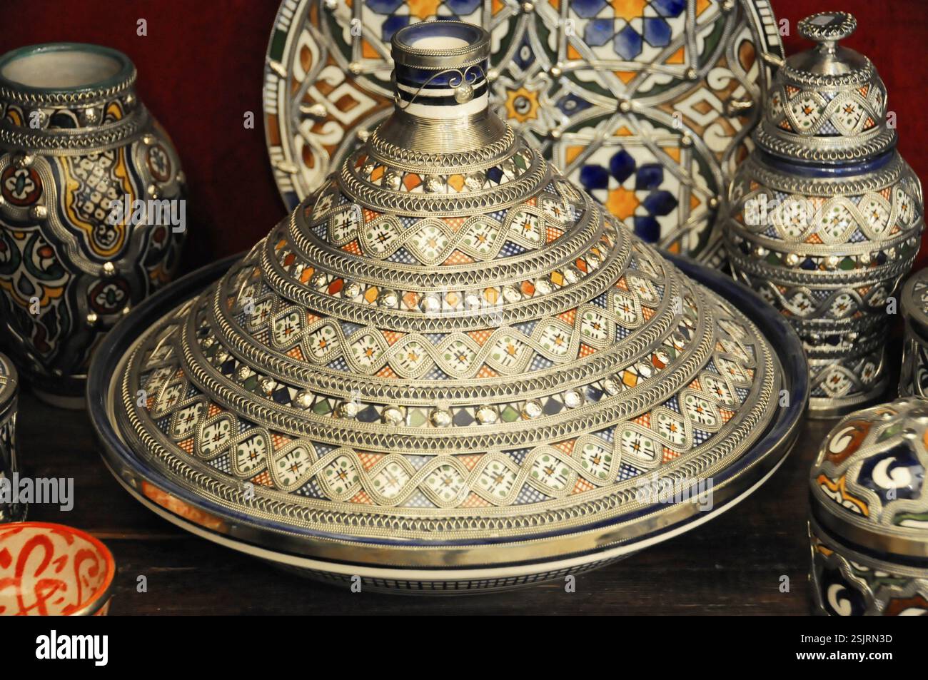 Fes, Northern Morocco, Morocco, Traditional Moroccan ceramics with ...