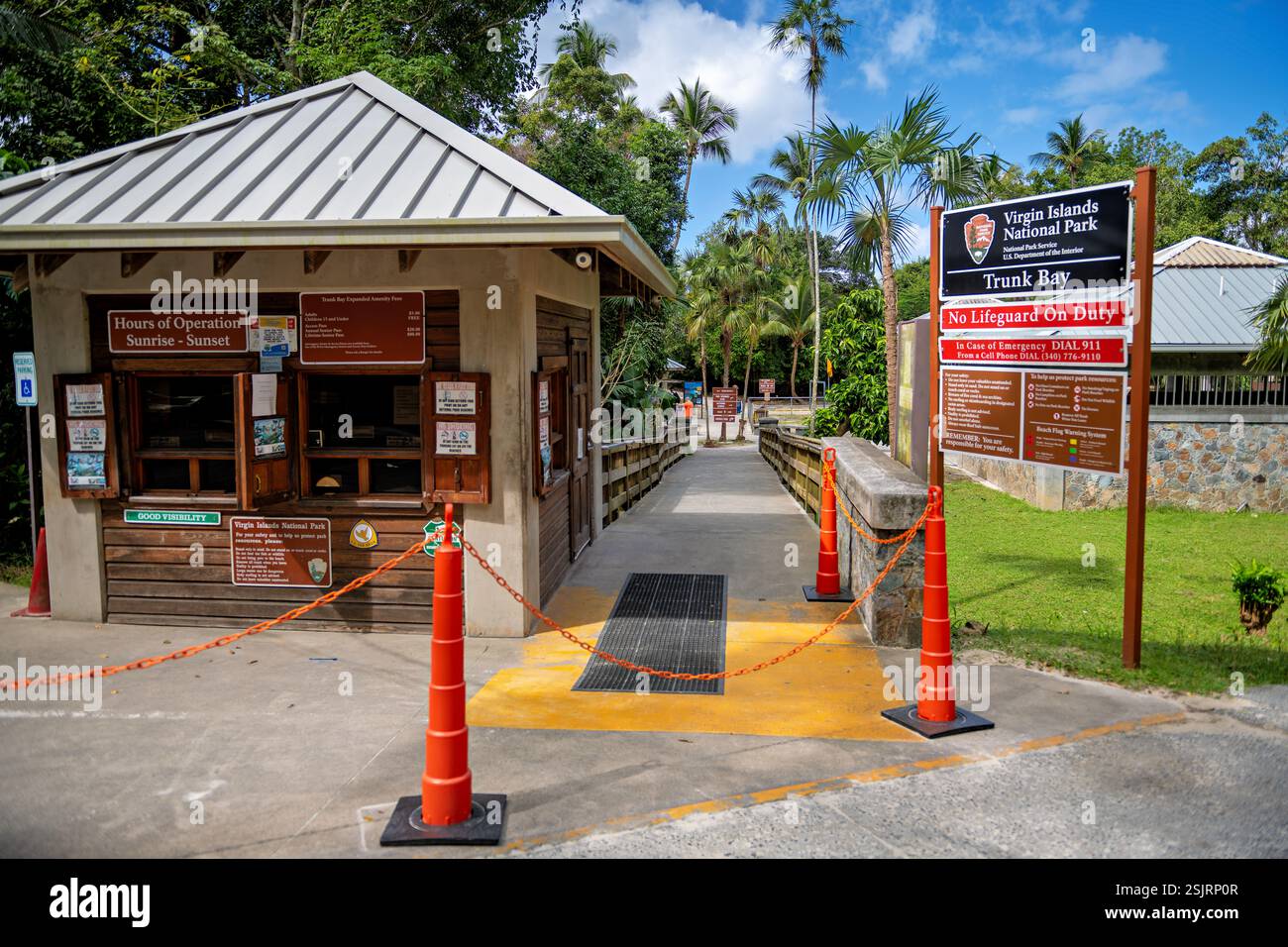 ST. JOHN, U.S. Virgin Islands — The entrance station at Trunk Bay Beach ...
