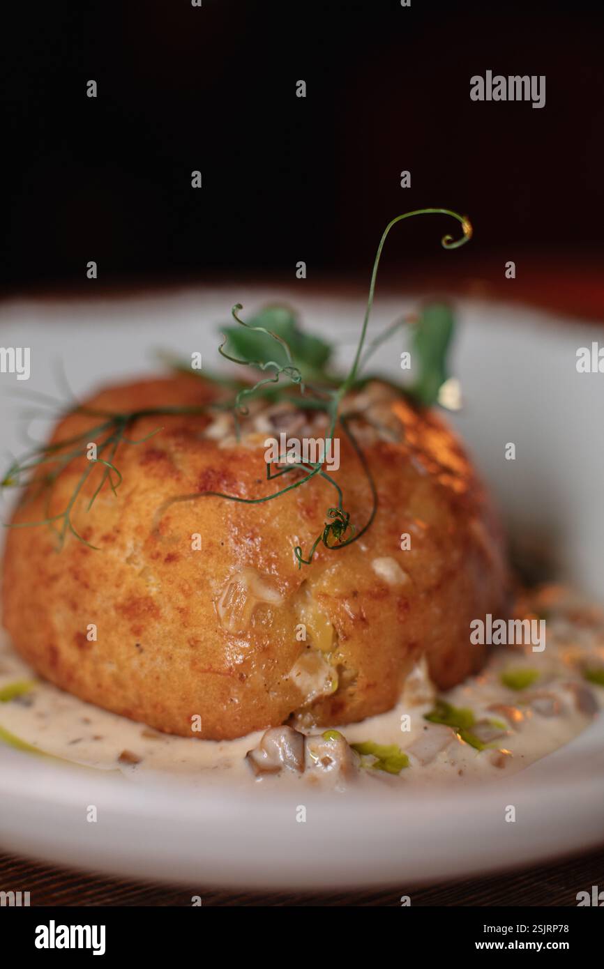 Delicious cutlets with airy mashed potatoes served in the restaurant ...