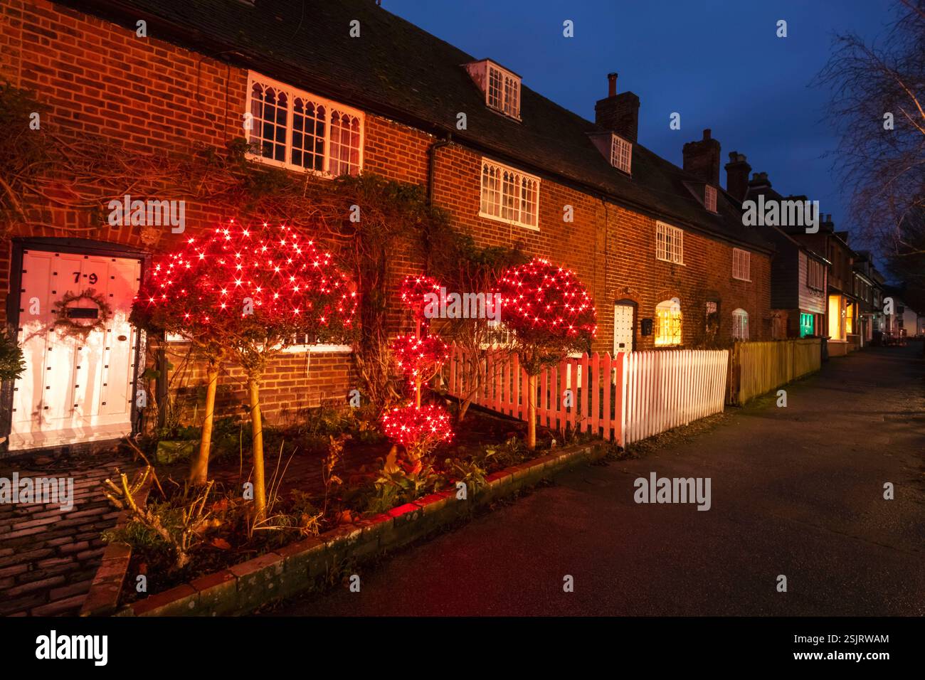 England, Kent, Wingham, Street Scene Night view of Houses Stock Photo ...