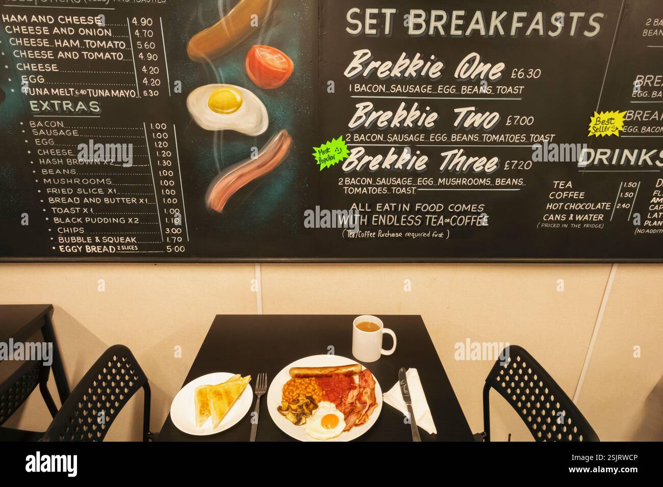 Typical roadside cafe menu and traditional english breakfast hi-res ...