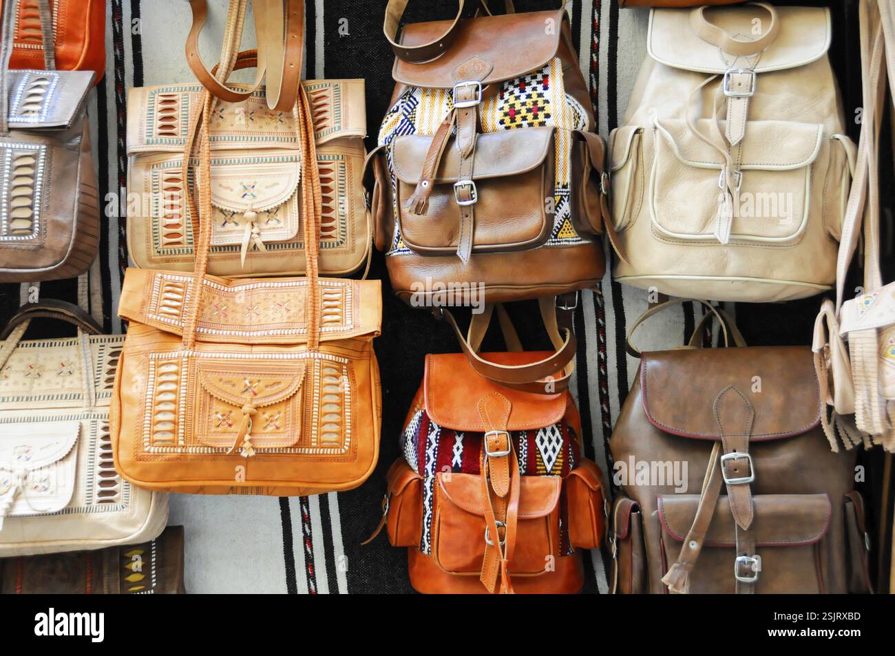 Fez, North Morocco, Morocco, Africa, Various handmade leather bags and ...
