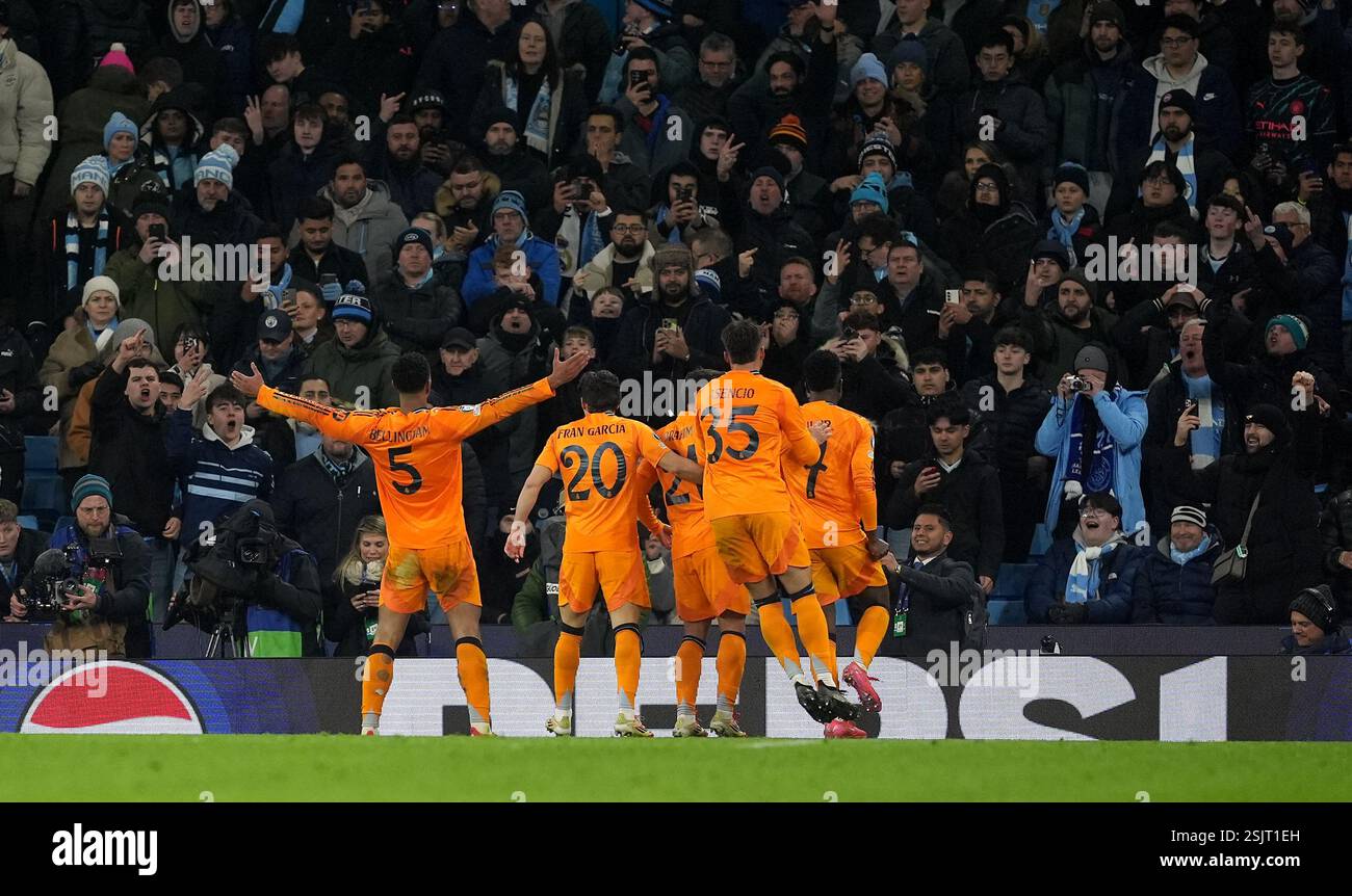 Real Madrid's Jude Bellingham celebrates scoring their side's third ...