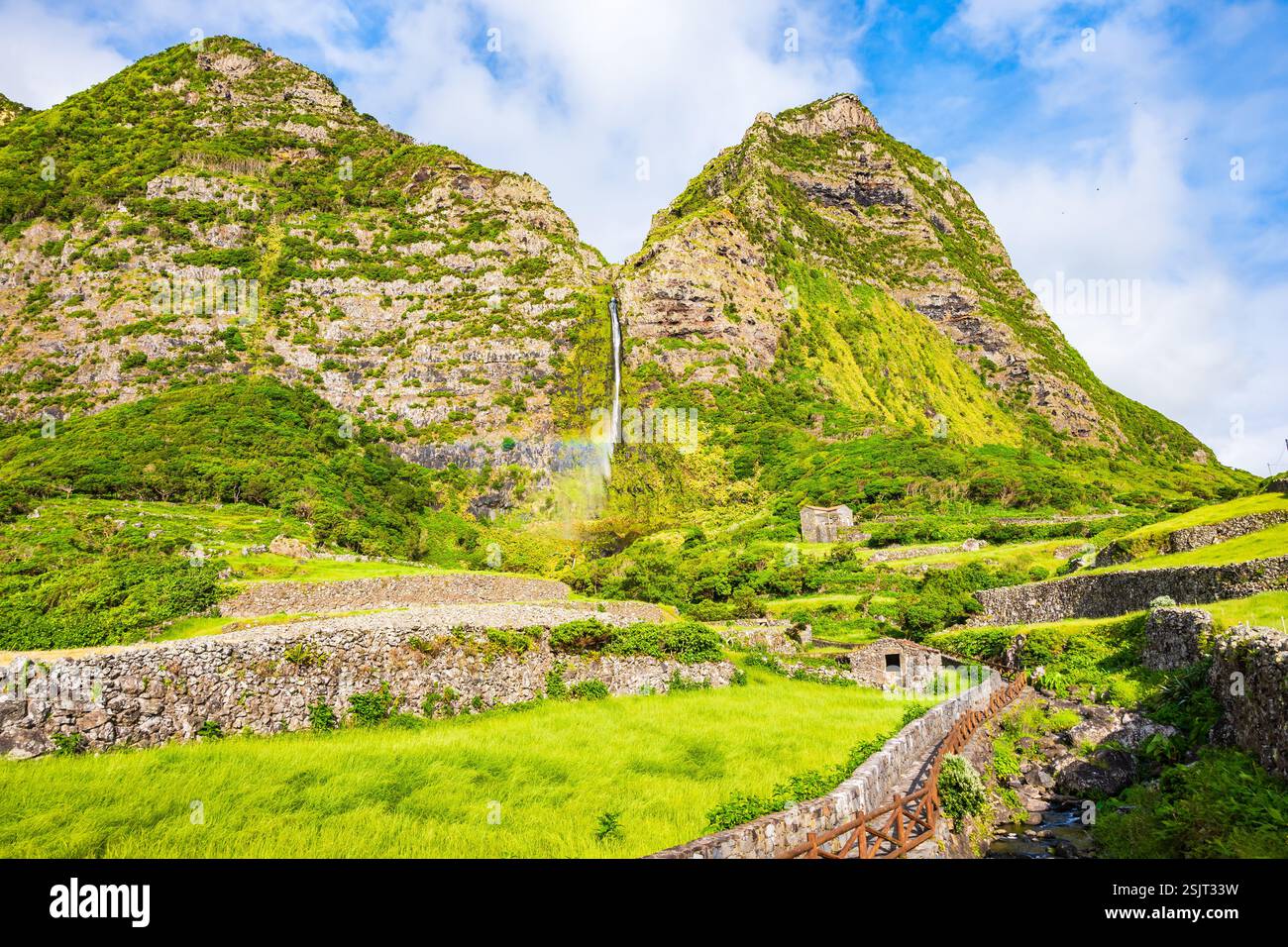Beautiful Faja Grande beach on western coast of Flores island, Azores ...