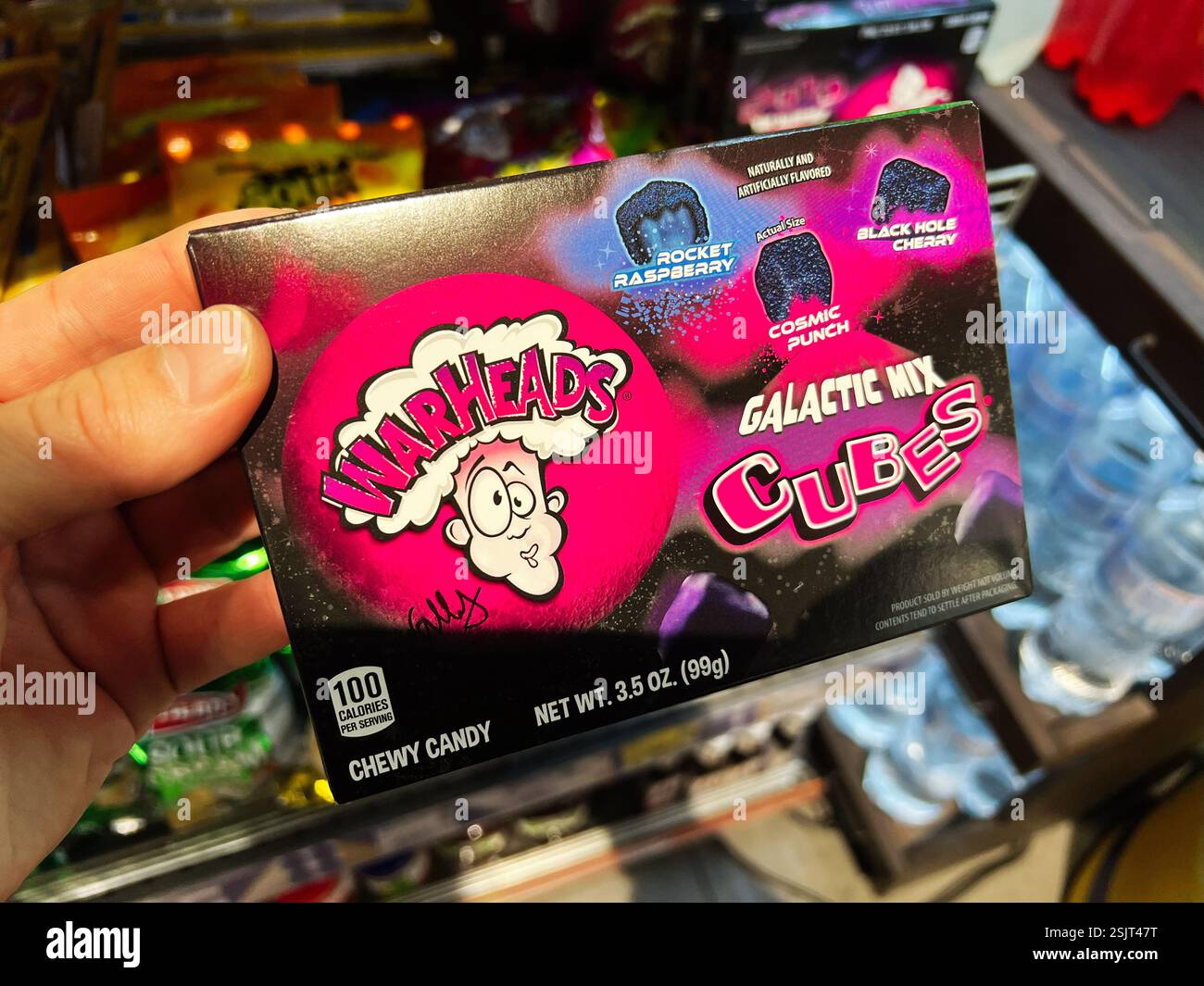Kyiv, Ukraine - February 11, 2025: Box of Warheads Galactic Mix Cubes ...