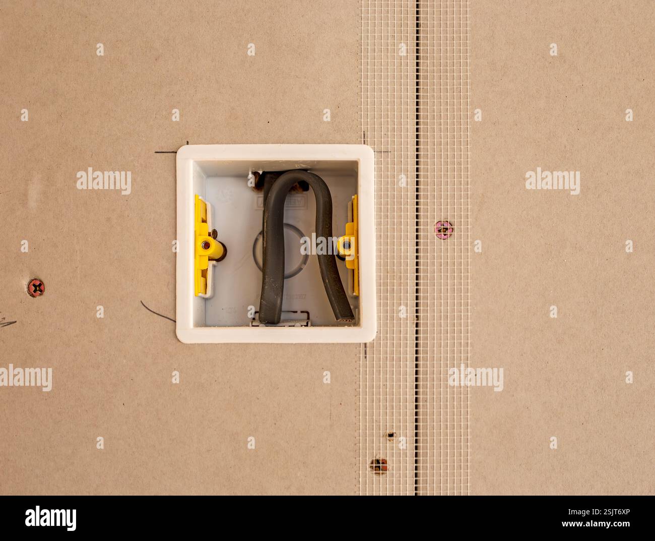 First fix electrics single socket plate in plasterboard with ...