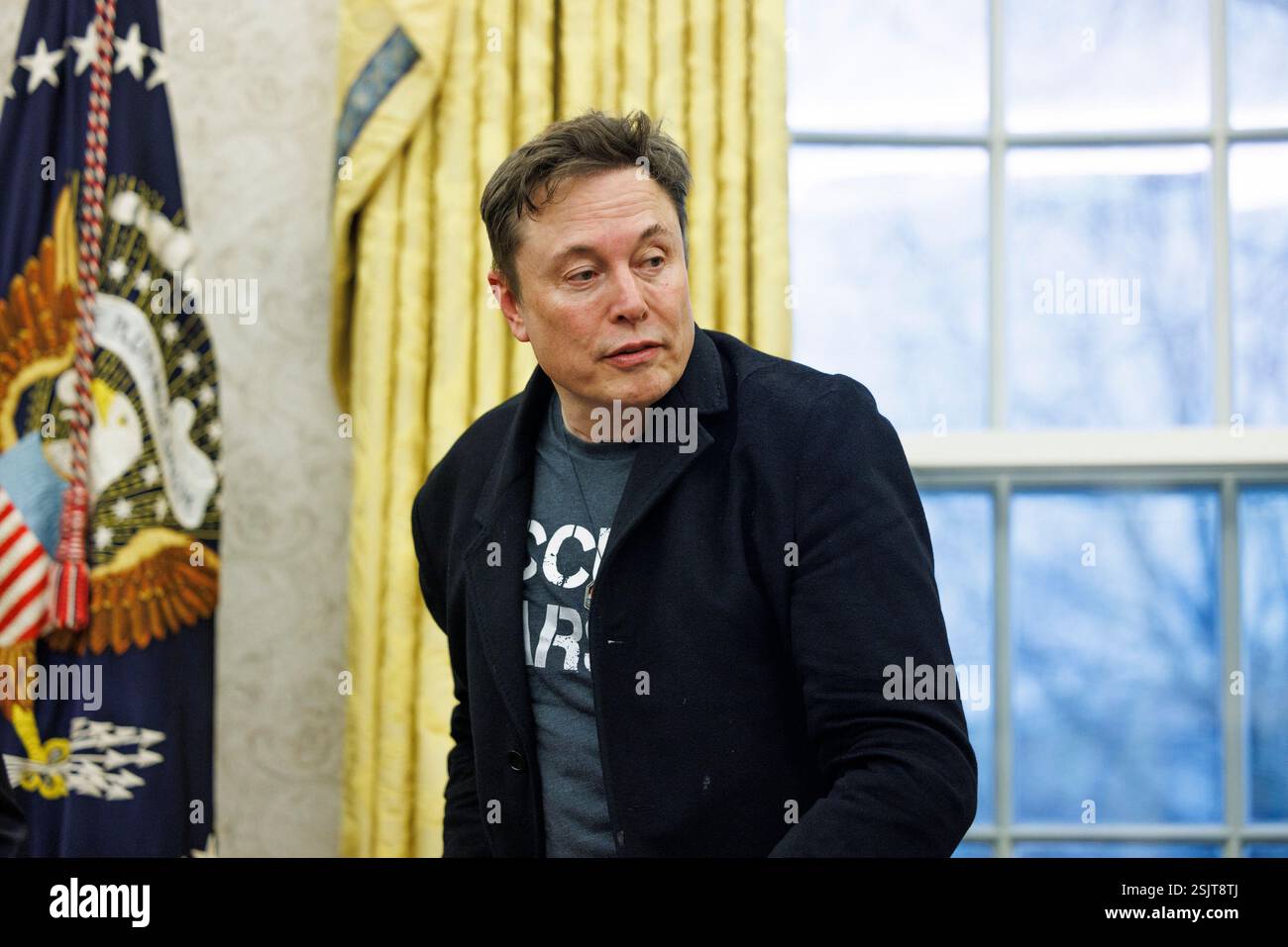 Washington, United States. 11th Feb, 2025. Elon Musk give remarks with ...
