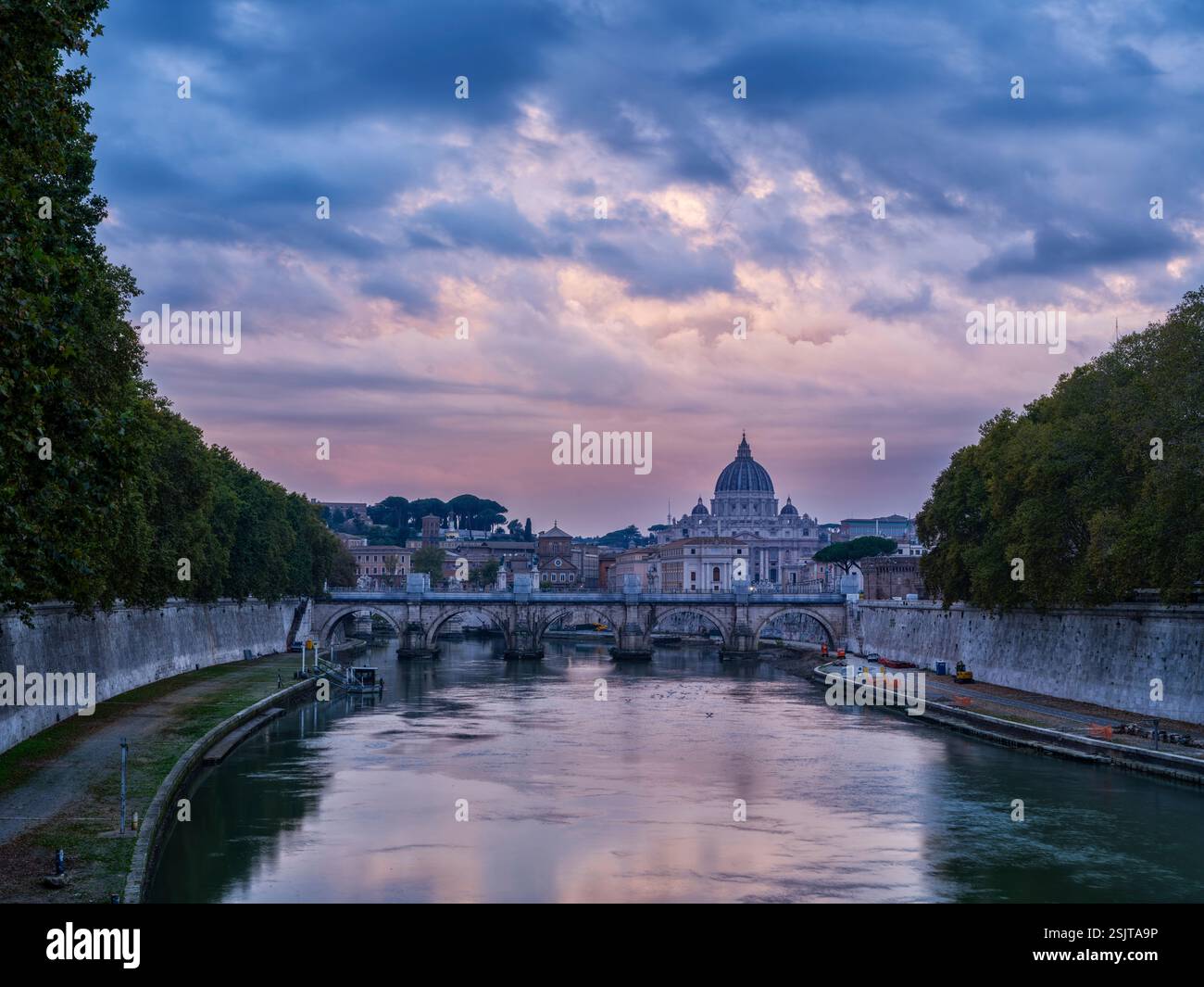 View of St. Peter's Basilica from the Ponte Umberto I, Rome, Italy ...