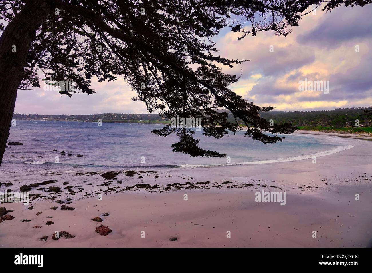 Carmel, California, USA - February 6th, 2025 Carmel Beach, looking to ...