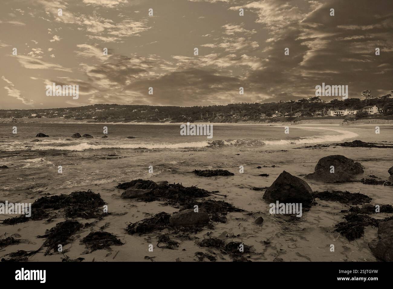 Carmel, California, USA - February 6th, 2025 Carmel Beach, looking to ...