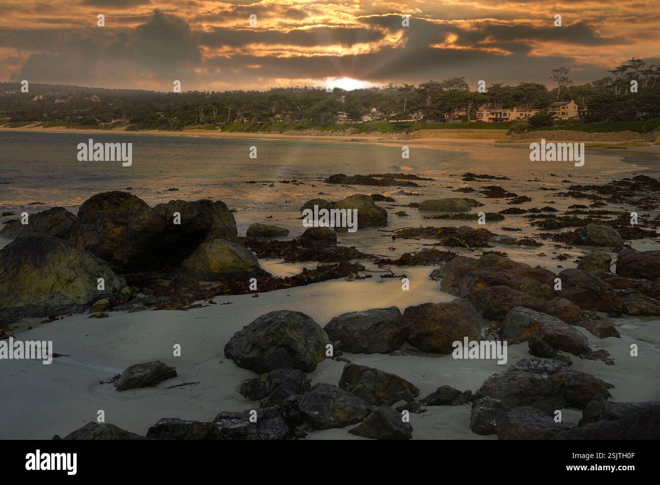 Carmel, California, USA - February 6th, 2025 Carmel Beach, looking to ...