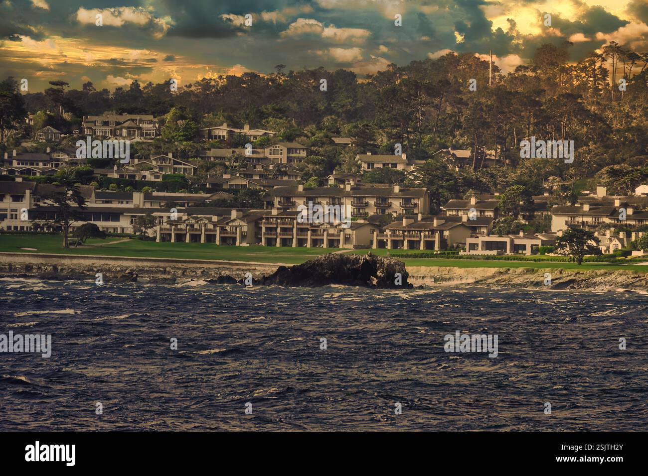 Carmel, California, USA - February 6th, 2025 View across Carmel Bay to ...