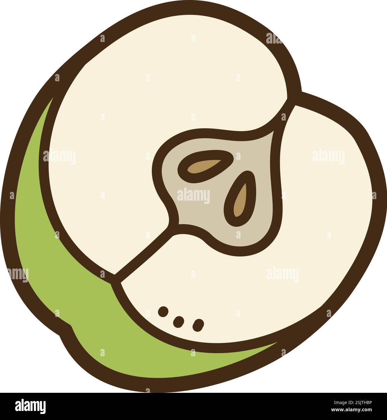 Half cut apple vector doodle illustration and graphic. Part of fruit ...