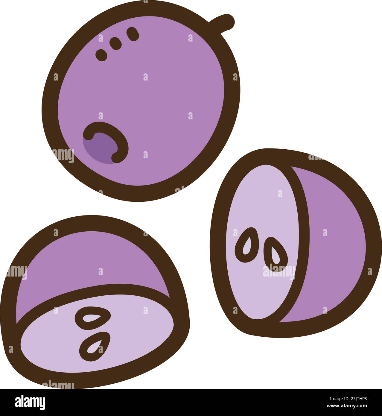 Grapes slice vector doodle illustration and graphic. Part of fruit ...