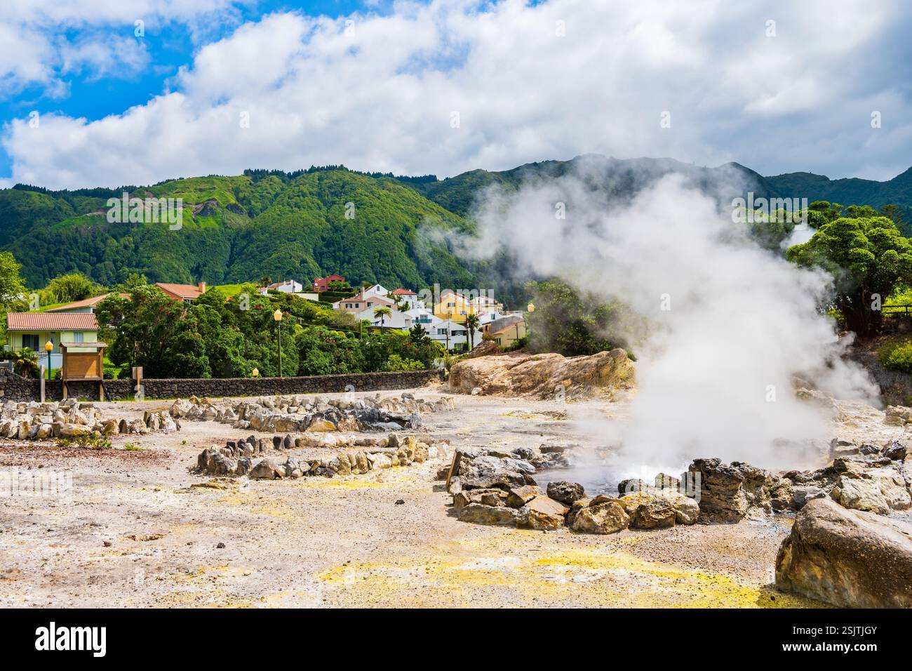 Hot springs in Furnas town, earth heat makes water boil, Sao Miguel ...