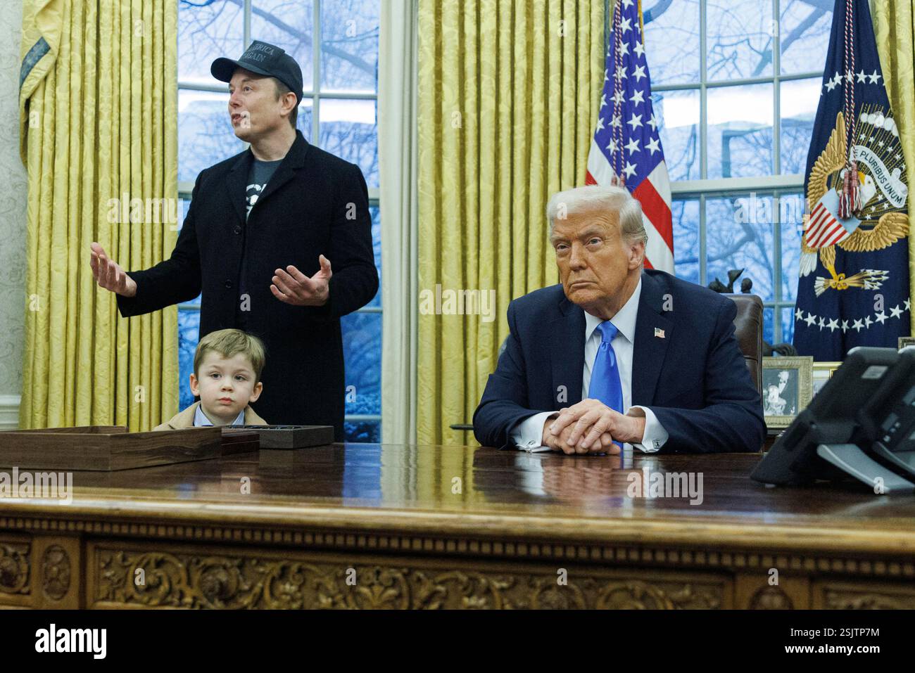 Washington, United States. 11th Feb, 2025. Elon Musk (middle) and his ...