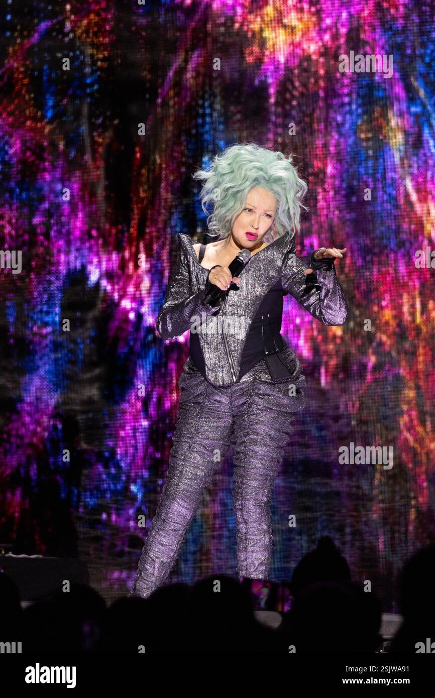 London, UK. Tuesday February 11, 2025. Cyndi Lauper performs at The O2 ...