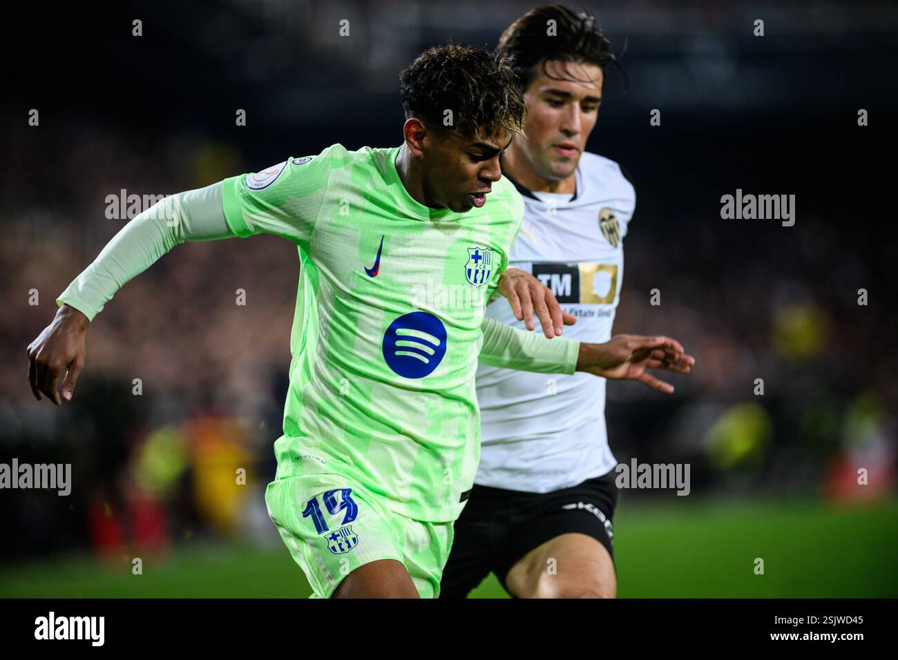Spanish national team and FC Barcelona player Lamine Yamal during a ...