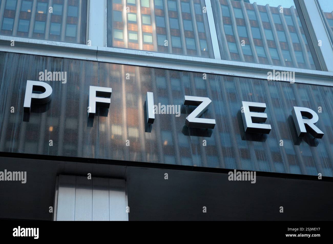The Pfizer sign is seen outside of the Pfizer world headquarters ...