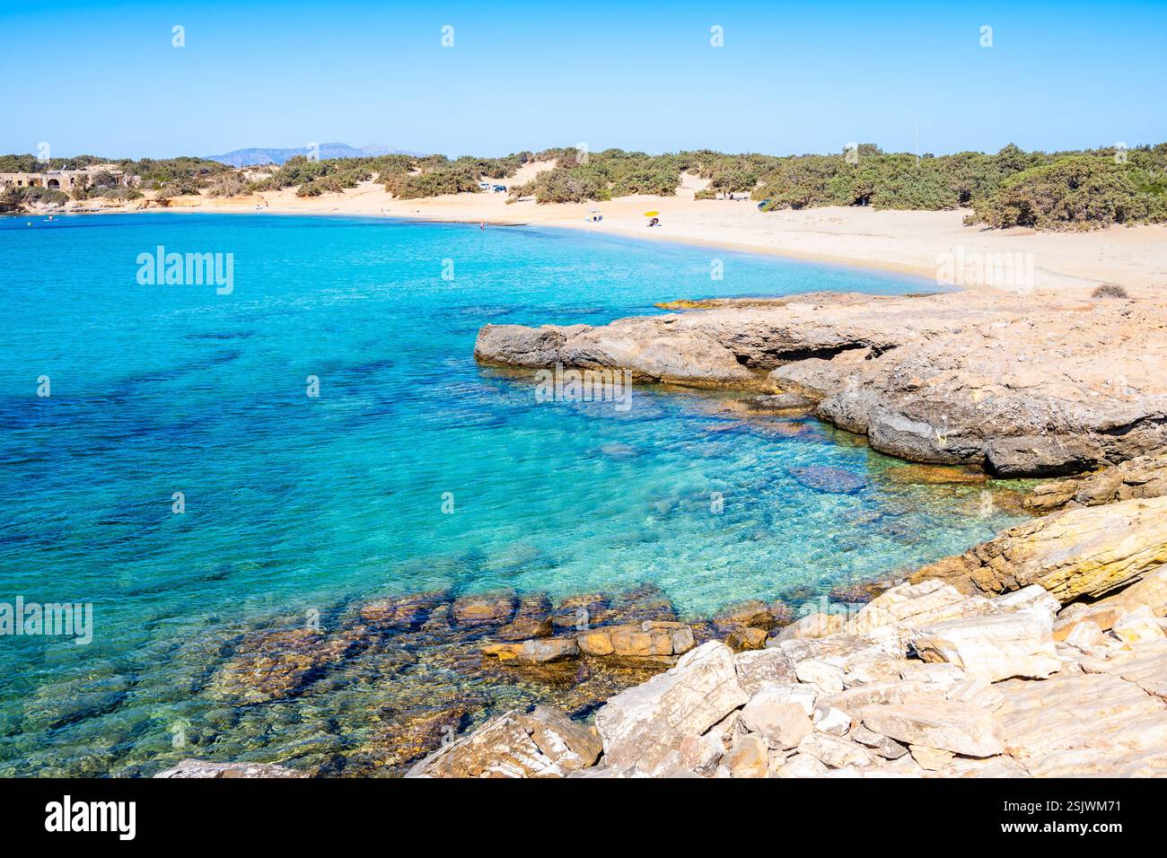 Idyllic Alyko beach with sand and azure sea, Naxos island, Cyclades ...