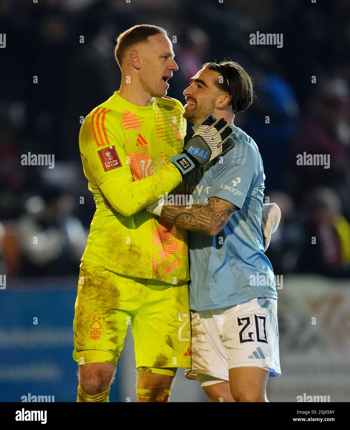 Nottingham Forest goalkeeper Matz Sels (left) and Jota Silva (right ...