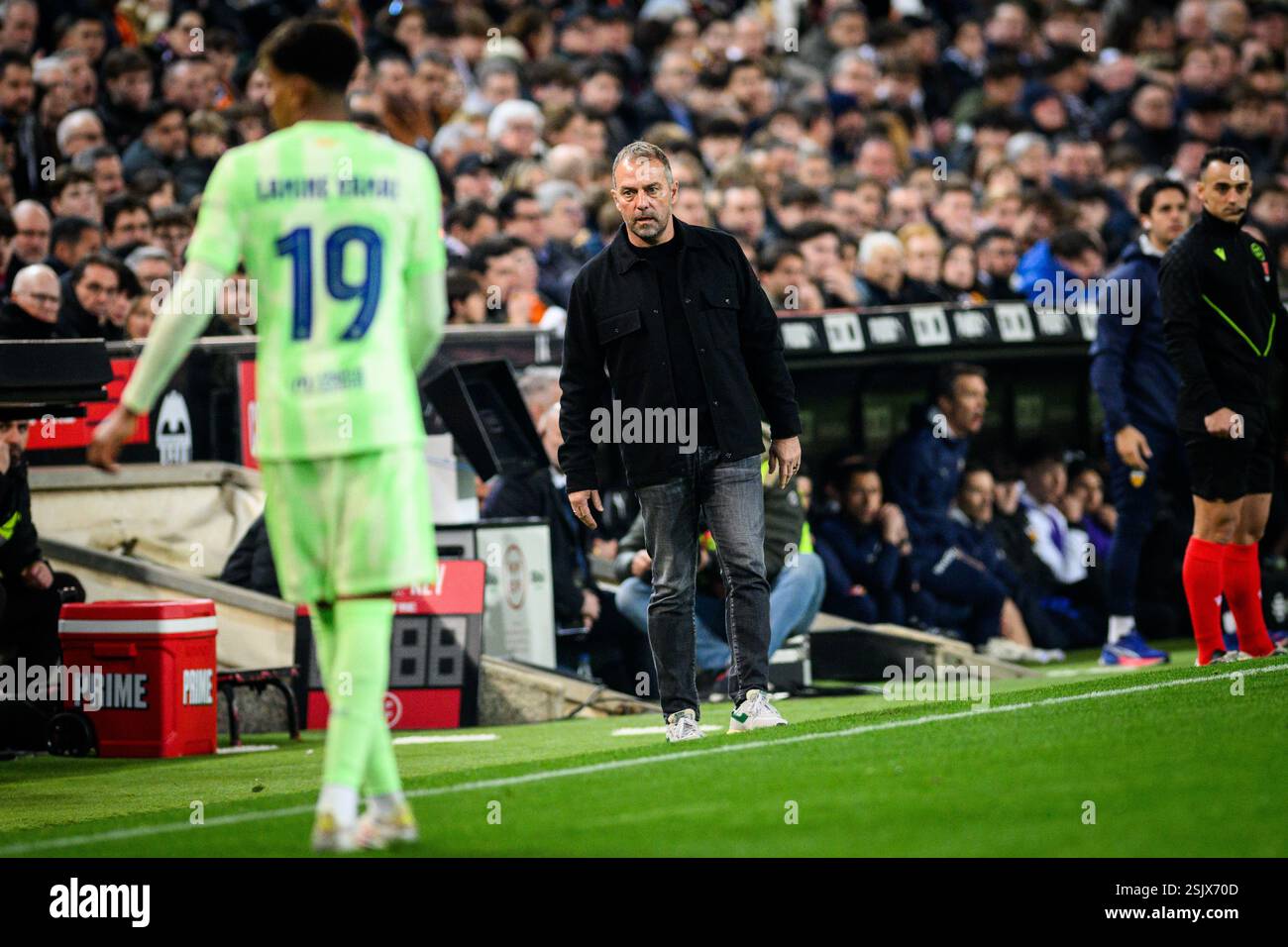 FC Barcelona's German coach Hansi Flick off the bench during a match at ...