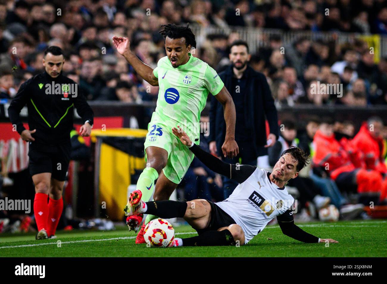 FC Barcelona's French player Jules Olivier Kounde in action during a ...
