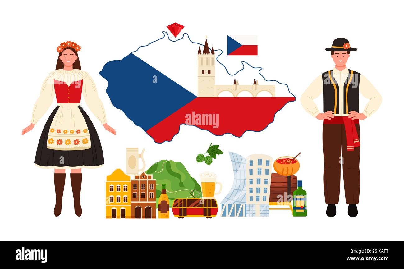 Travel to Czech Republic, infographic collage poster of tourism with ...