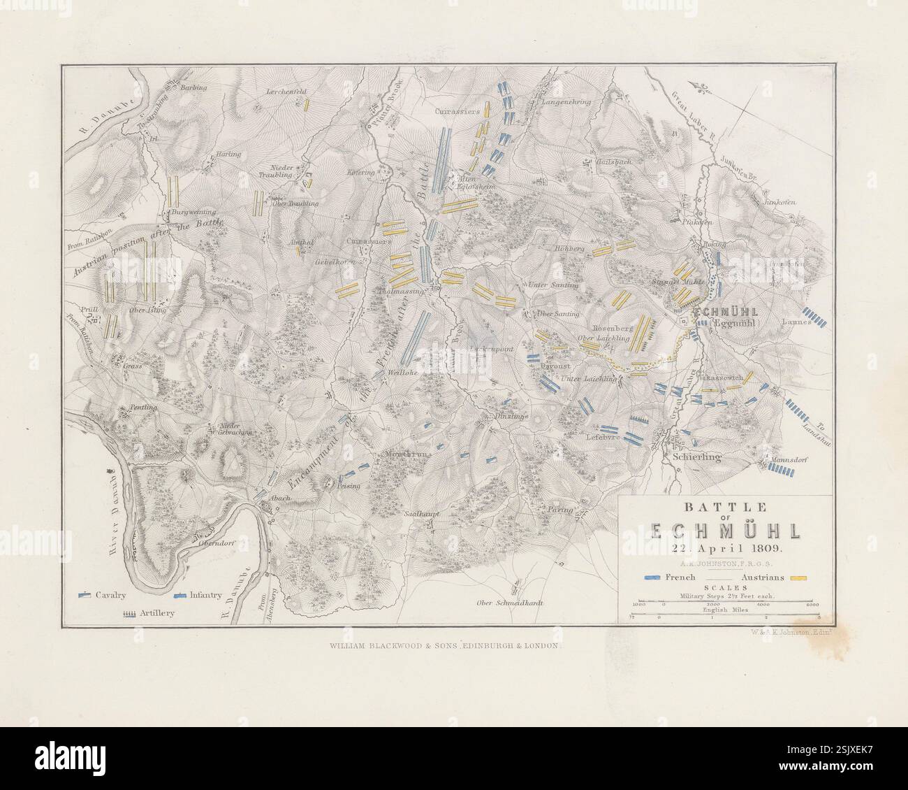 Plan of the Battle of Echmuhl/Eckmühl, Bavaria. 22 April 1809 ...