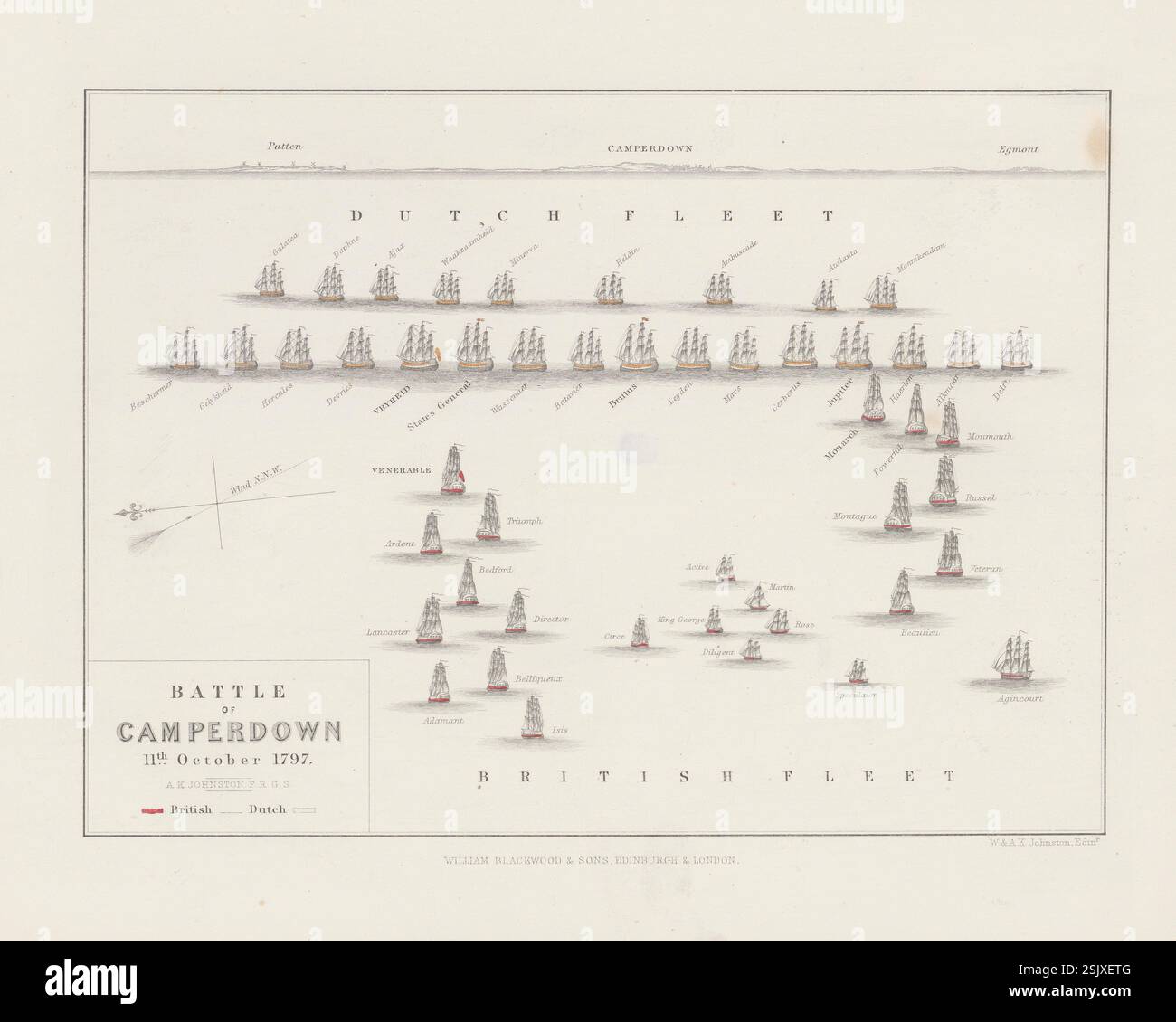 Plan of the Battle of Camperdown, October 11, 1797 . Historic Military ...