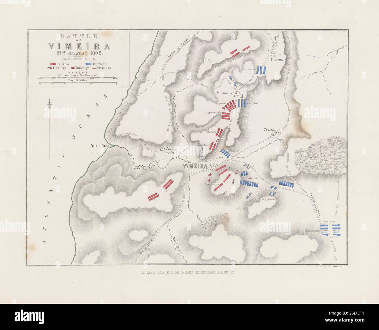 Plan of the Battle of Vimeira, Portugal, August 21, 1808. Historic ...