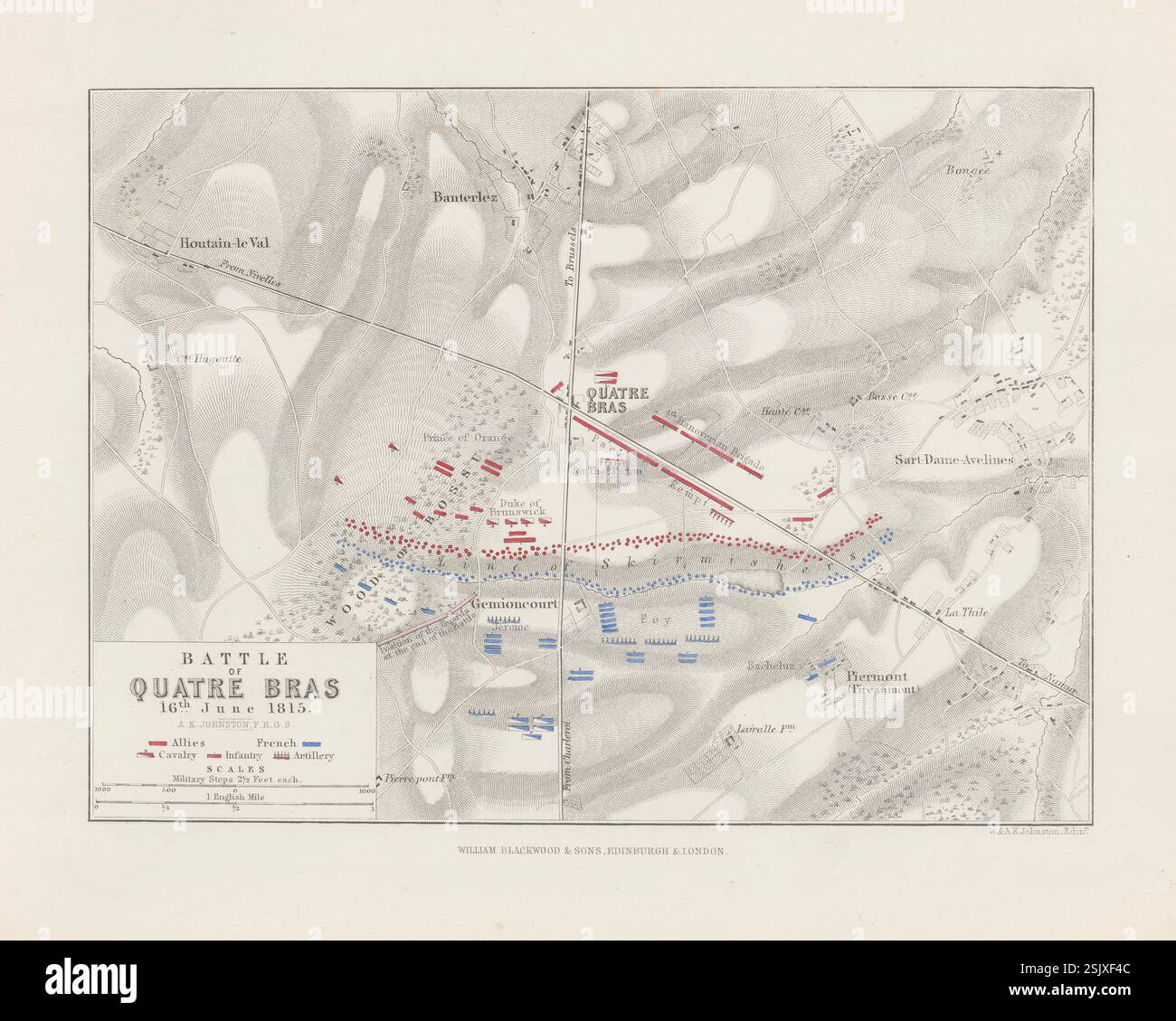 Plan of the Battle of Quatre Bras, June 16 1815 . Historic Military map ...