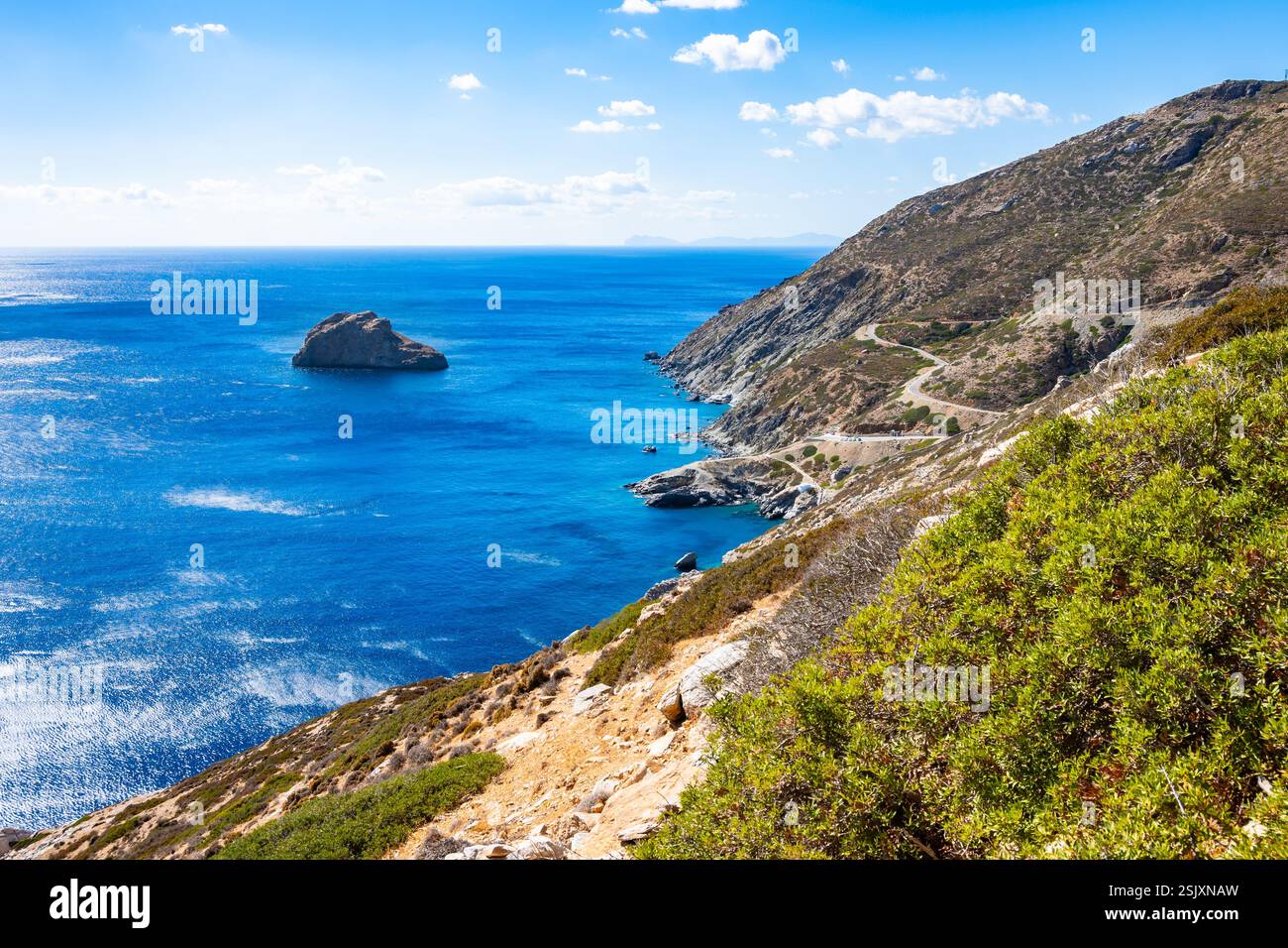 Walking path along sea and high cliffs to Panagia Hozoviotissa ...