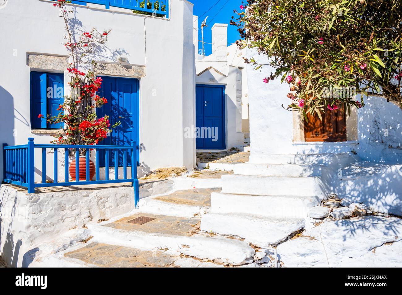 Typical architecture of Greek style houses in Chora village, Amorgos ...