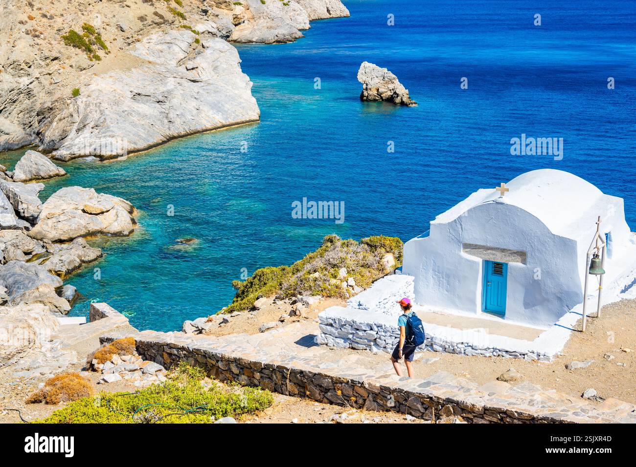 Aerial view woman walking chora hi-res stock photography and images - Alamy
