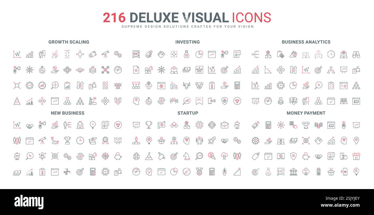 Payment, new project development strategy, scaling arrows line icon set. Money plant growth of ...