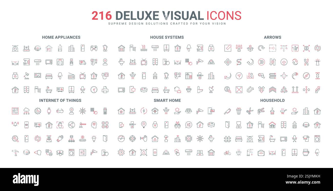 Home appliances, digital system and furniture for household, arrow ...