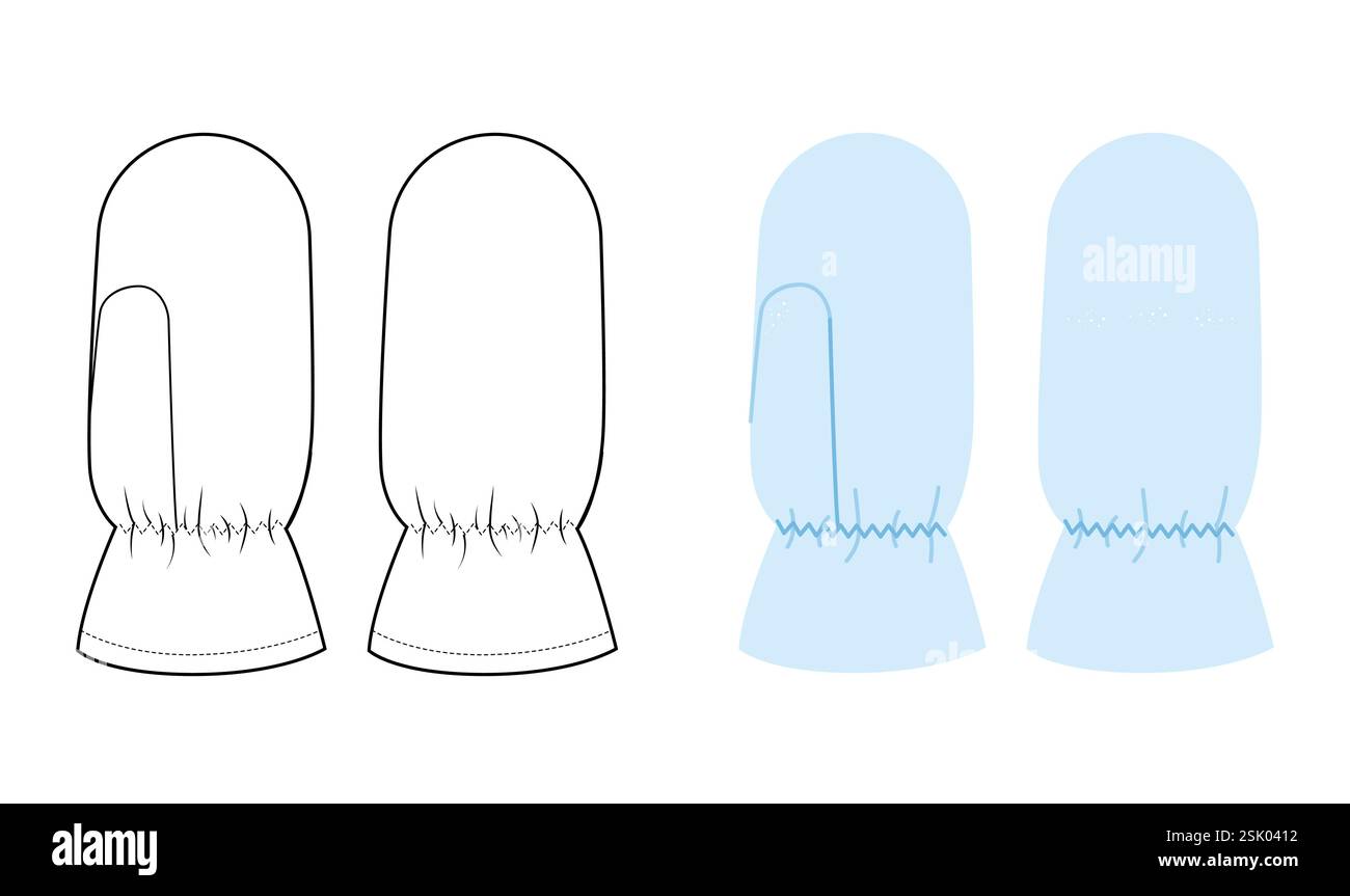 Igloo Gloves One-Fingered Pile Mitten light blue cartoon with flat ...