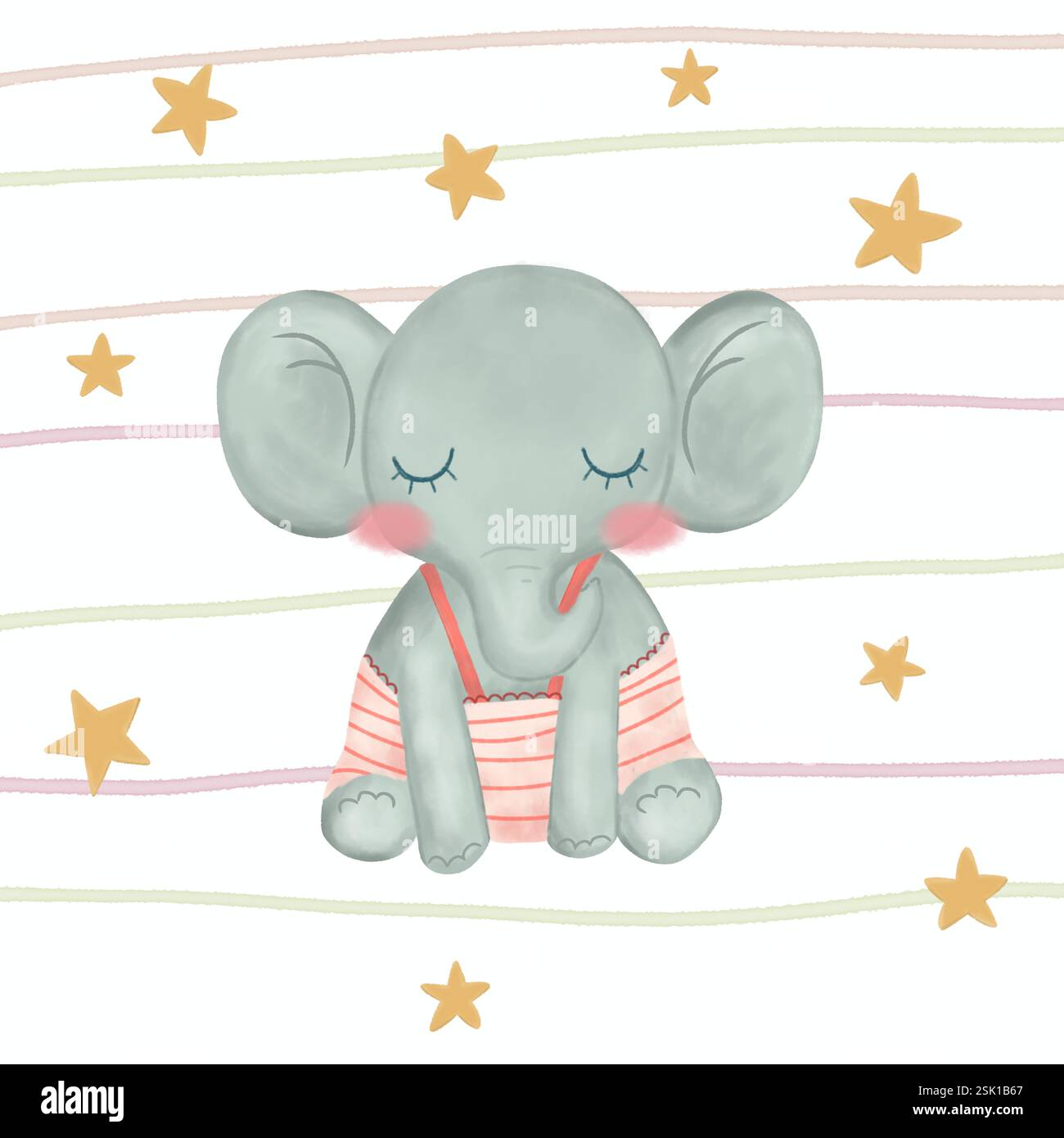 Cute elephant stars pattern for kid clothes Stock Photo - Alamy