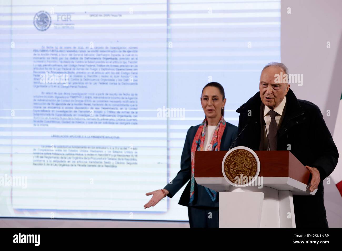 Attorney General of Mexico, Alejandro Gertz Manero speaks during a ...