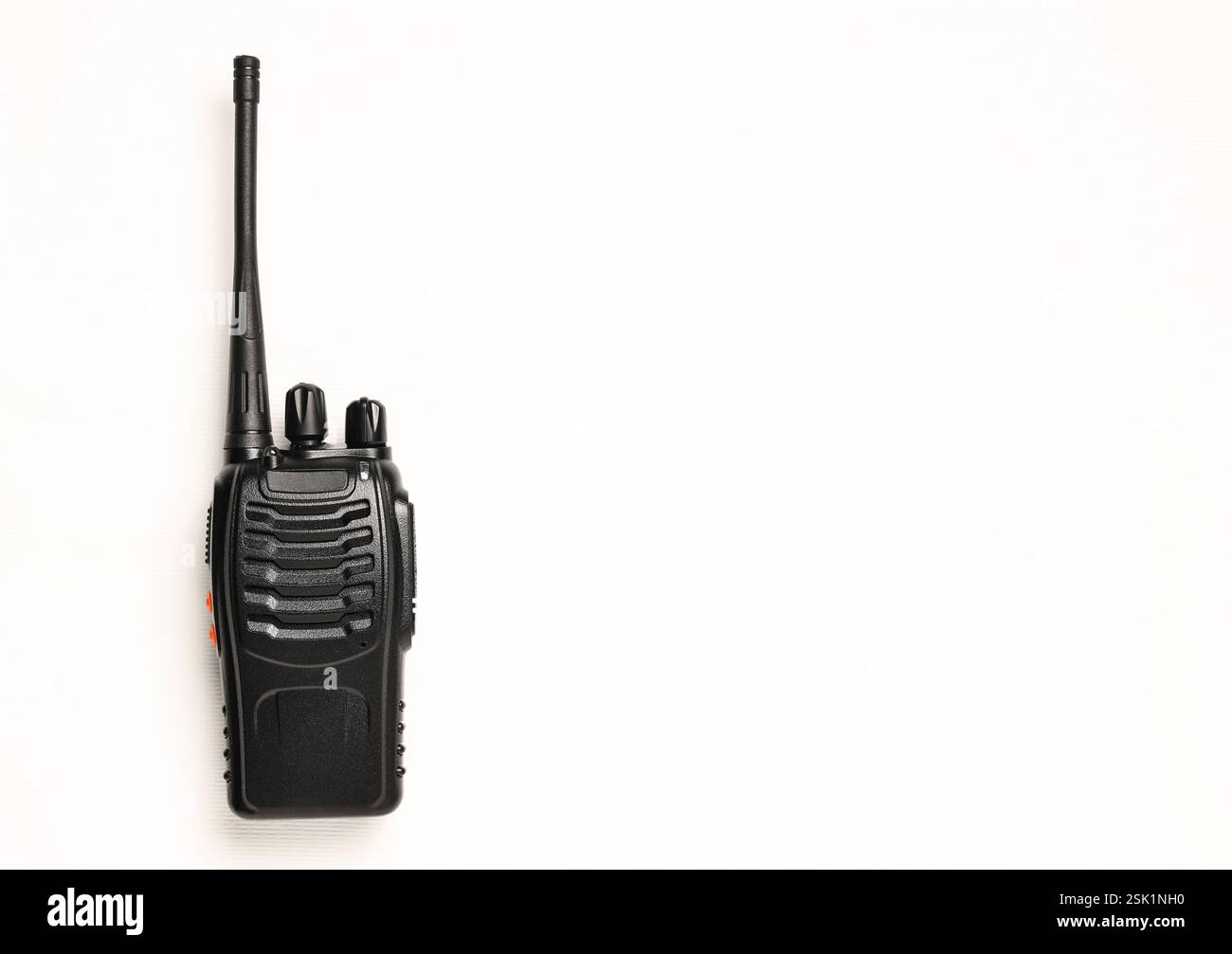 One walkie talkie on white background, top view. Space for text Stock ...