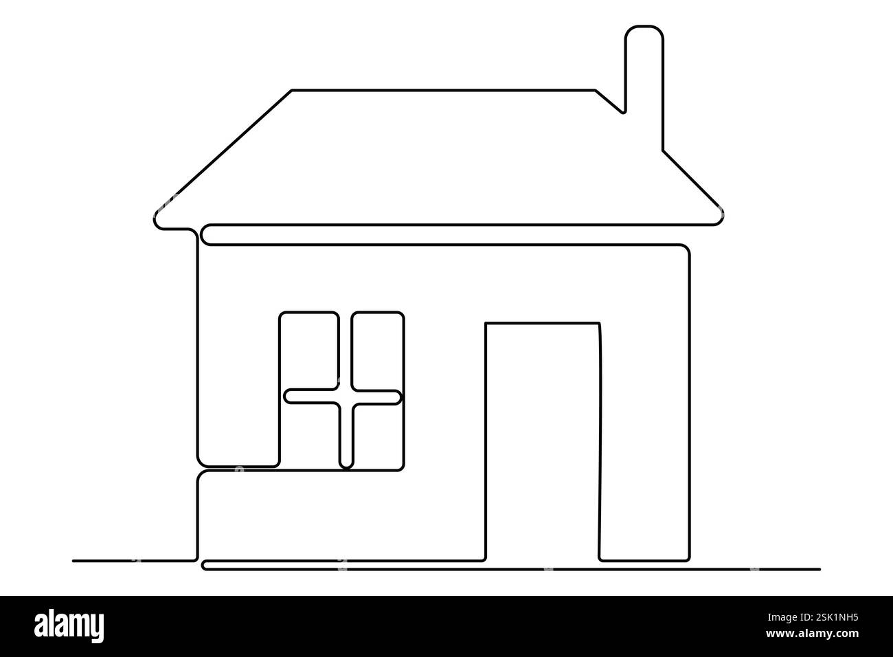 Continuous one line drawing House concept art illustration of white ...