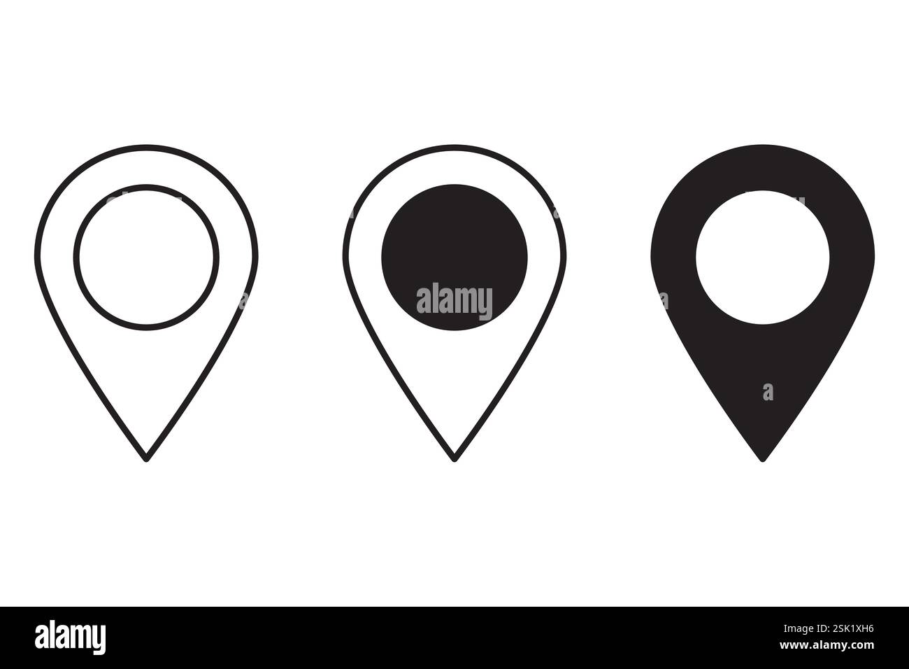 Location pin icons. Minimal map markers. Black white set. Vector illustration Stock Vector Image ...