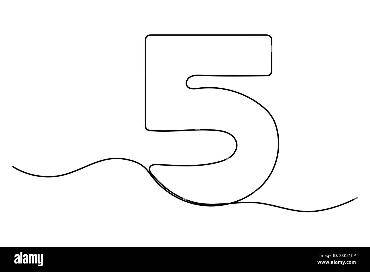 Number five continuous one line drawing of number 5. editable One line ...
