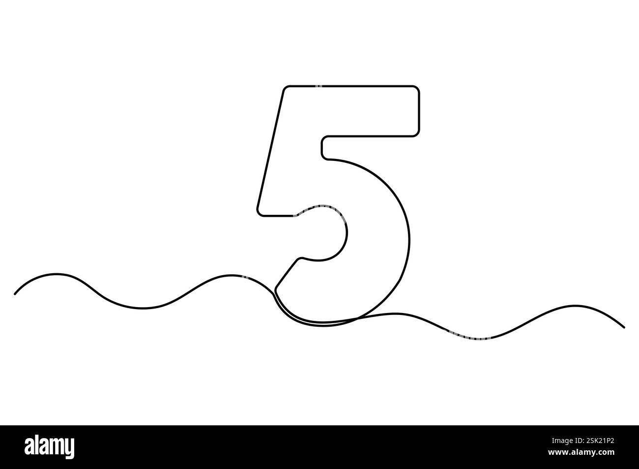 Number five continuous one line drawing of number 5. editable One line ...