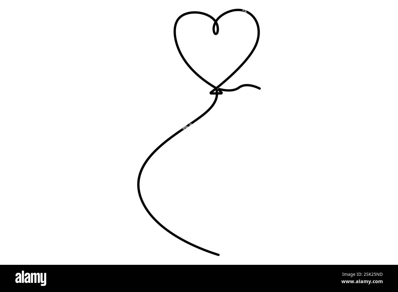 Heart shaped balloon Continuous one line drawing of heart balloon ...